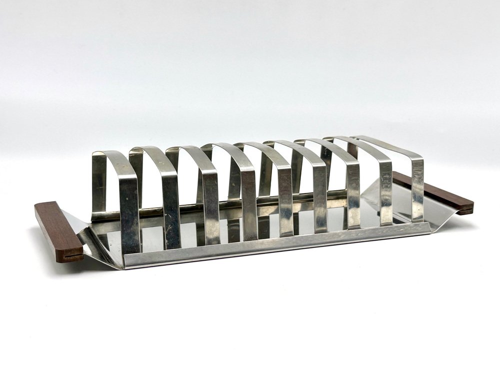 Mid-Century Modern Teak and Steel Toast Rack, 1970s for sale at Pamono Mid-Century Modern Teak and Steel Toast Rack, 1970s for sale at Pamono