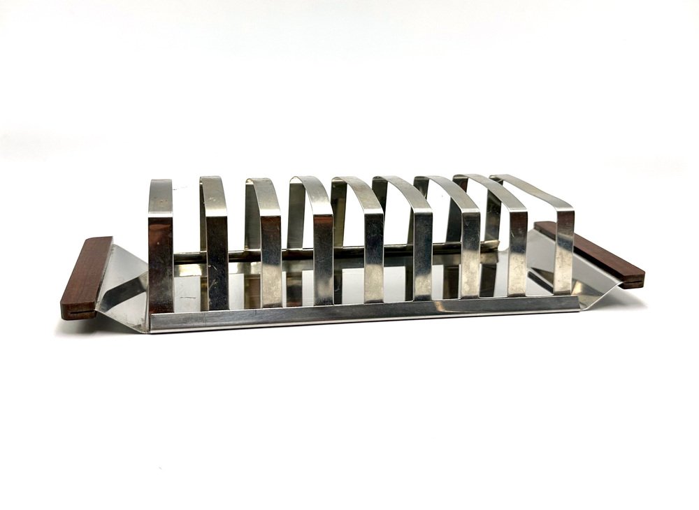 Mid-Century Modern Teak and Steel Toast Rack, 1970s for sale at Pamono Mid-Century Modern Teak and Steel Toast Rack, 1970s for sale at Pamono
