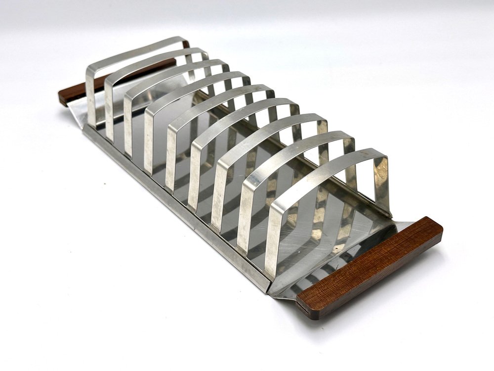 Mid-Century Modern Teak and Steel Toast Rack, 1970s for sale at Pamono