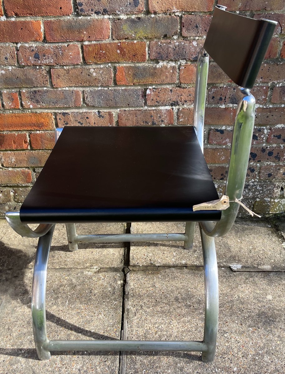 Roman Curule Side Chairs in Chrome-Plated Tubular Steel and Leather by ...