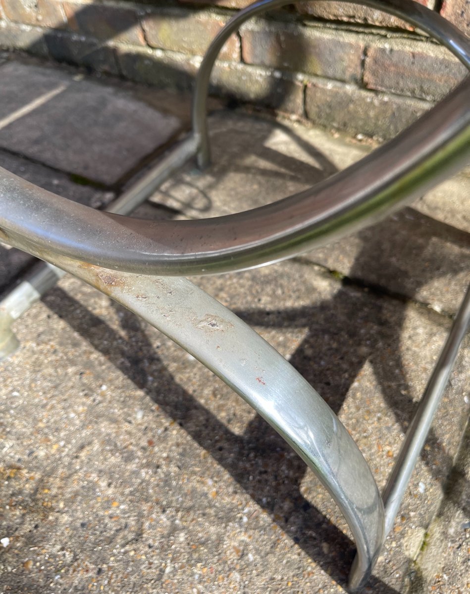 Roman Curule Side Chairs in Chrome-Plated Tubular Steel and Leather by ...