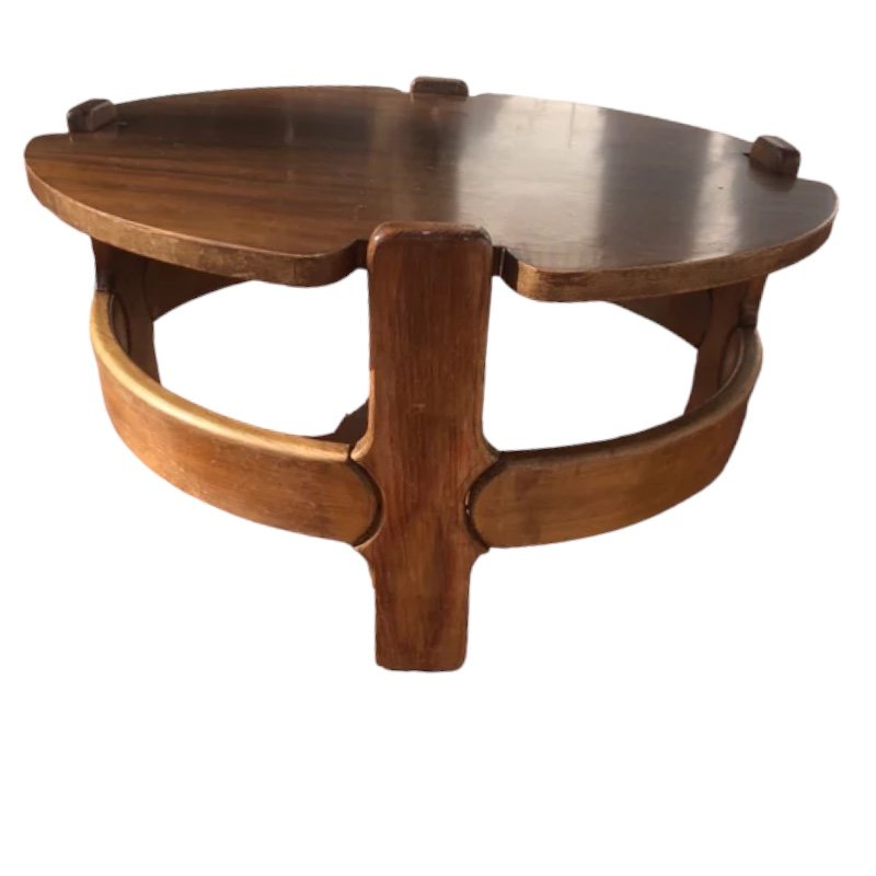 Antique Spanish Round Wooden Console Table for sale at Pamono