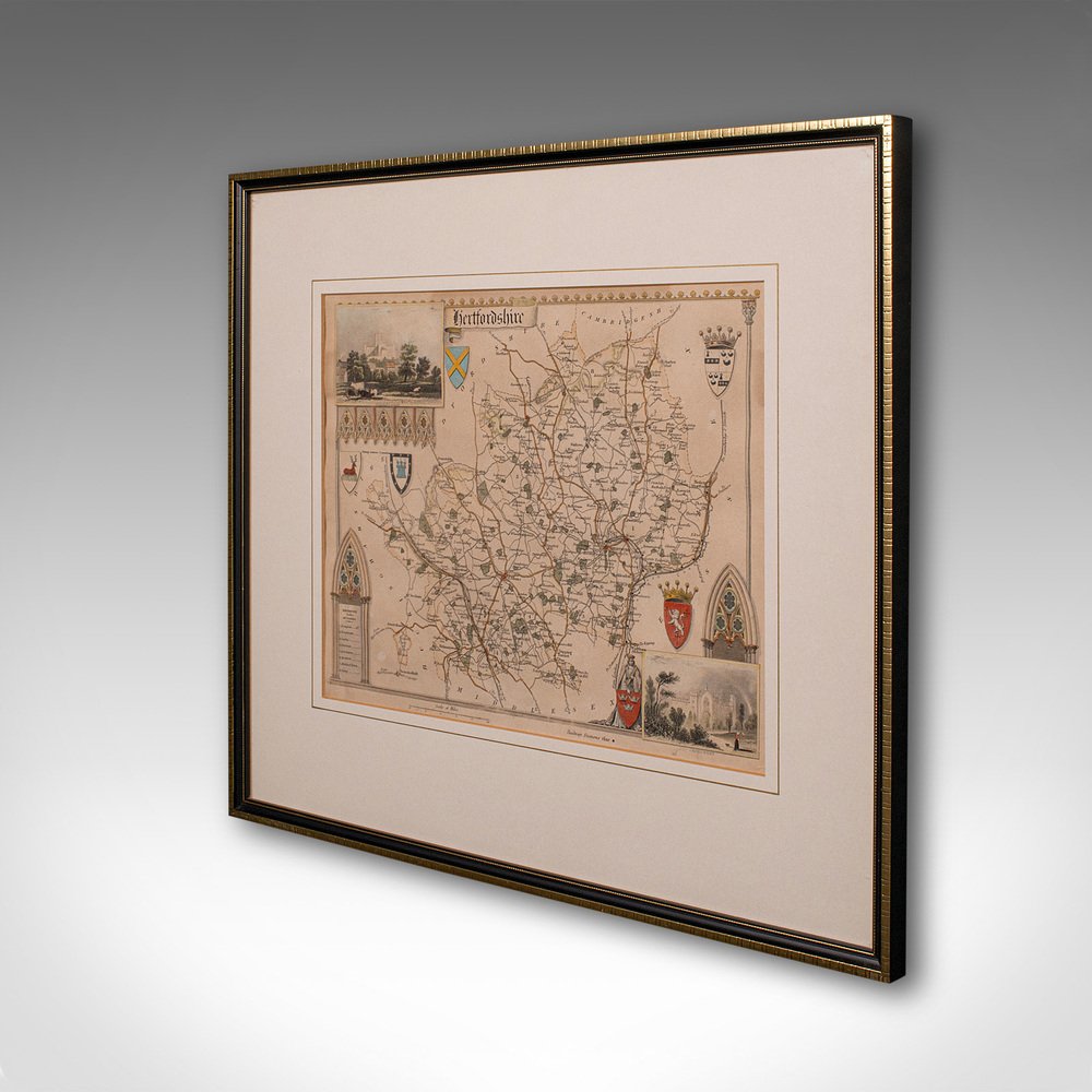 Antique Framed Lithographic Map of Hertfordshire, England for sale at ...