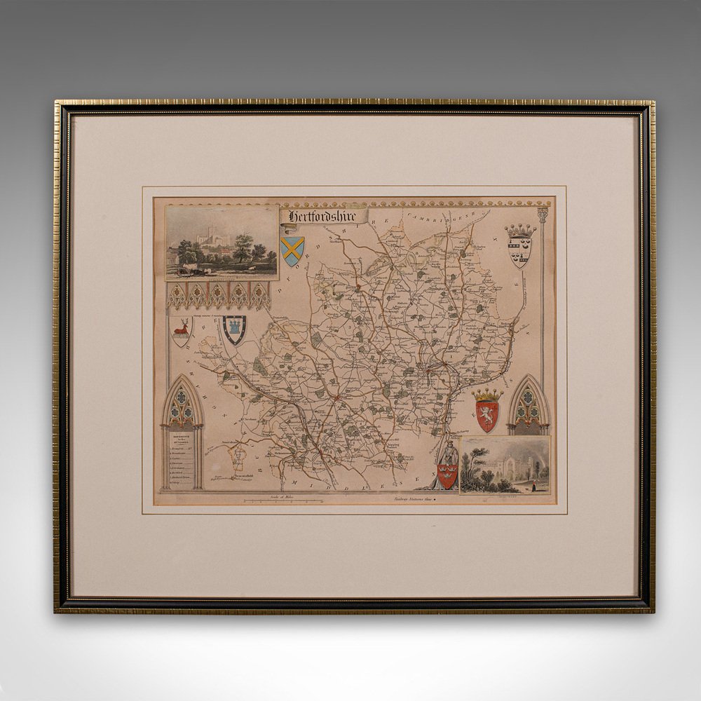 Antique Framed Lithographic Map of Hertfordshire, England for sale at ...