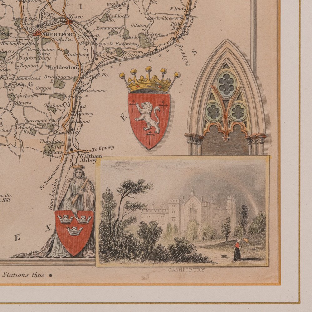 Antique Framed Lithographic Map of Hertfordshire, England for sale at ...