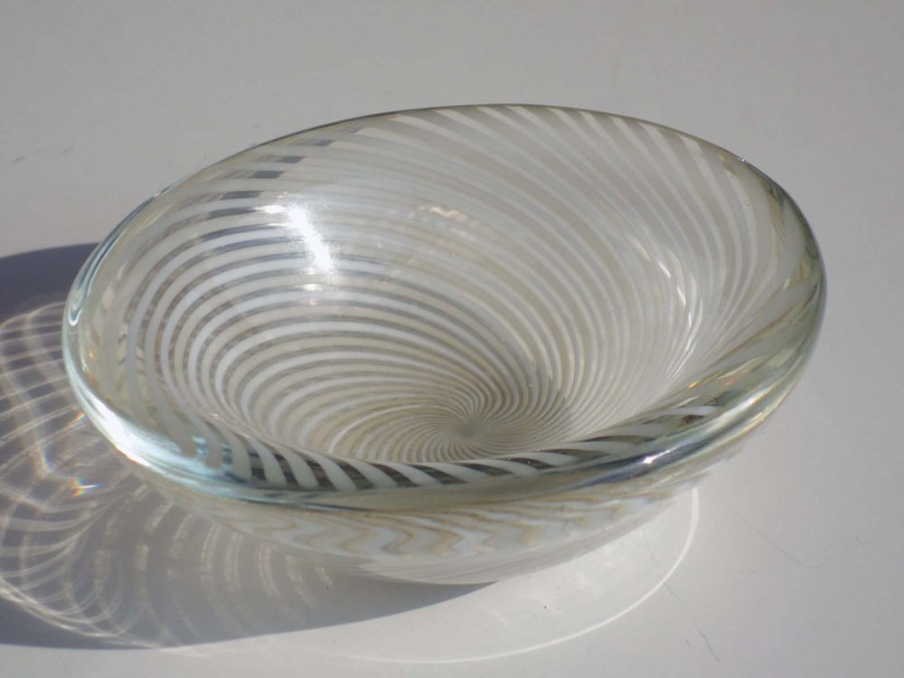 Italian Mezza Filigrana Murano Glass Bowl by Carlo Scarpa for Venini ...