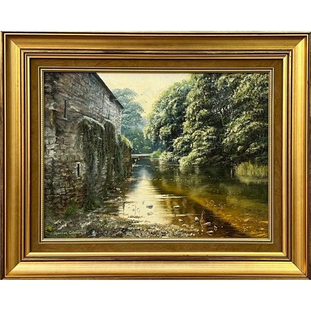 Spencer Coleman, Rural River Scene with Birds in Ireland, 1995, Oil on ...
