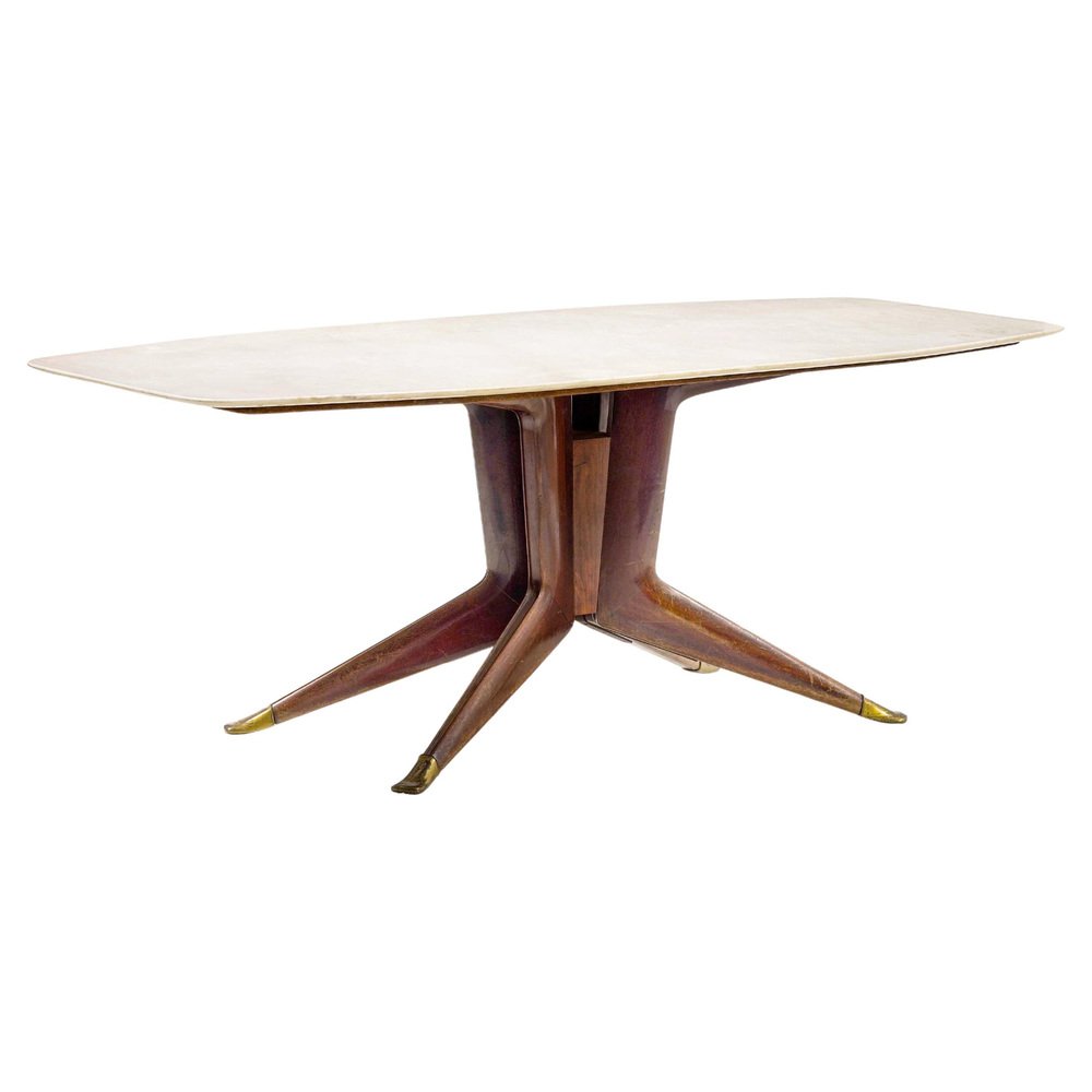 Mid -Century Dining Table with White Marble Top atttibuted to Ico ...