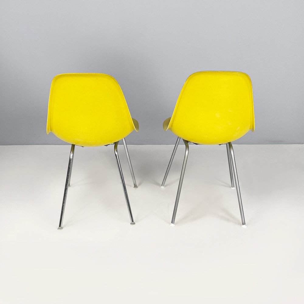 Set of American Yellow Shell Chairs attributed to Charles & Ray Eames ...