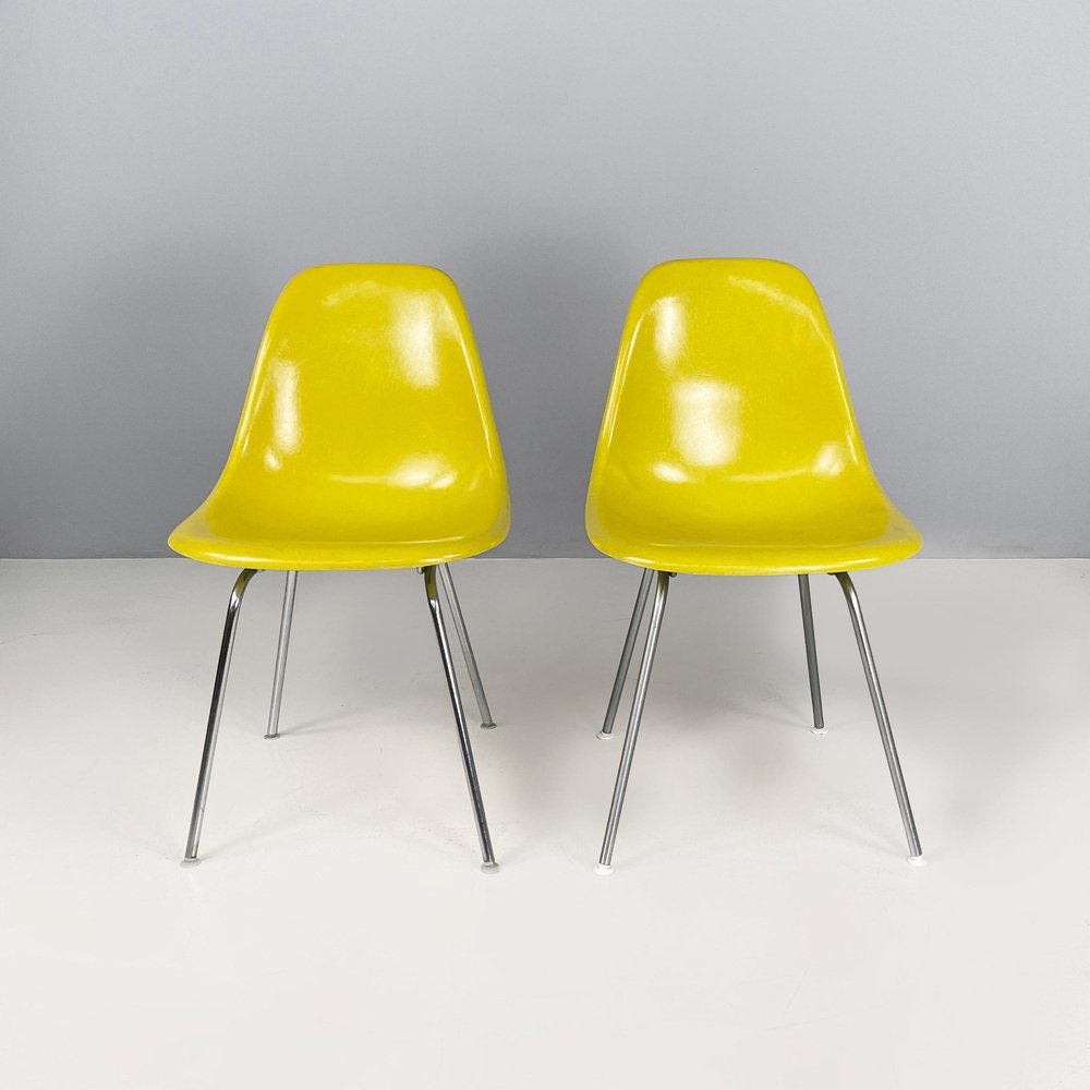 Set of American Yellow Shell Chairs attributed to Charles & Ray Eames ...