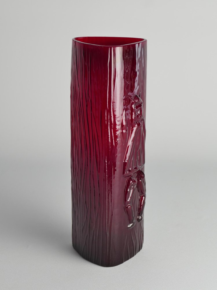 Swedish Red Devil Triangular Glass Vase by Christer Sjögren for ...