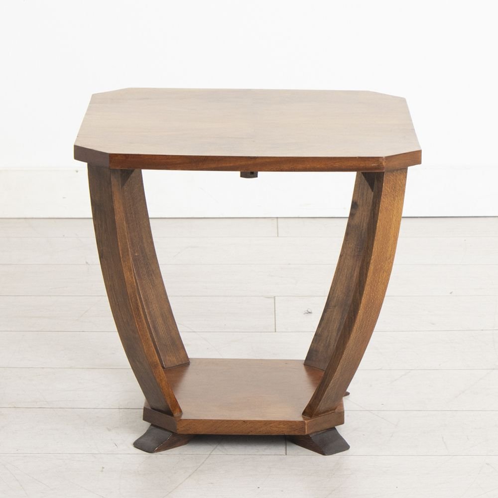 British Walnut 2 Tier Table with Bow Stretcher Legs, 1930s for sale at ...