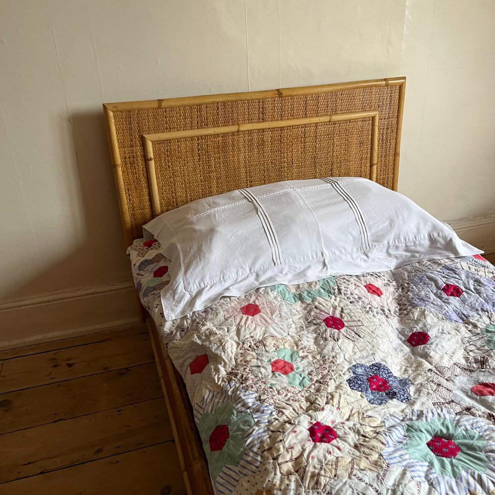 Cane Bed Frame with Header from Dal Vera, 1960s for sale at Pamono