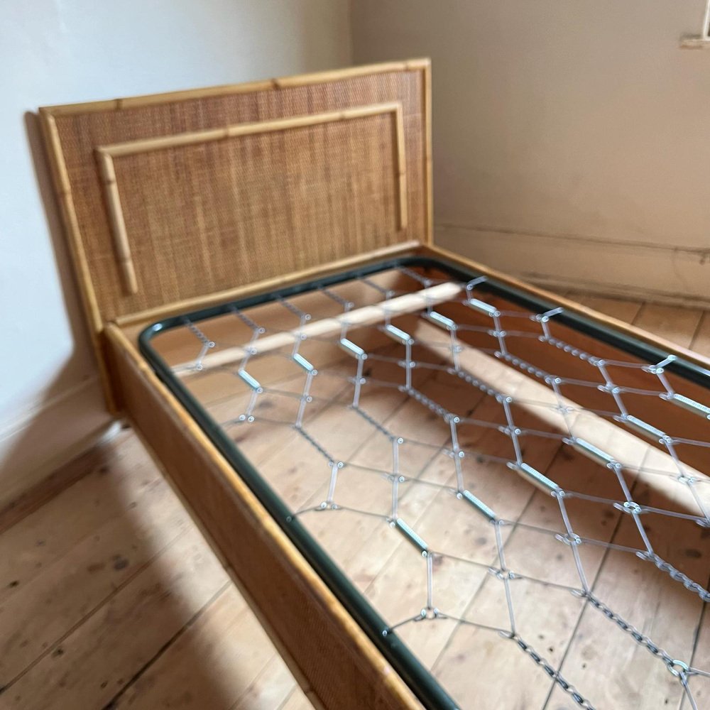 Cane Bed Frame with Header from Dal Vera, 1960s for sale at Pamono