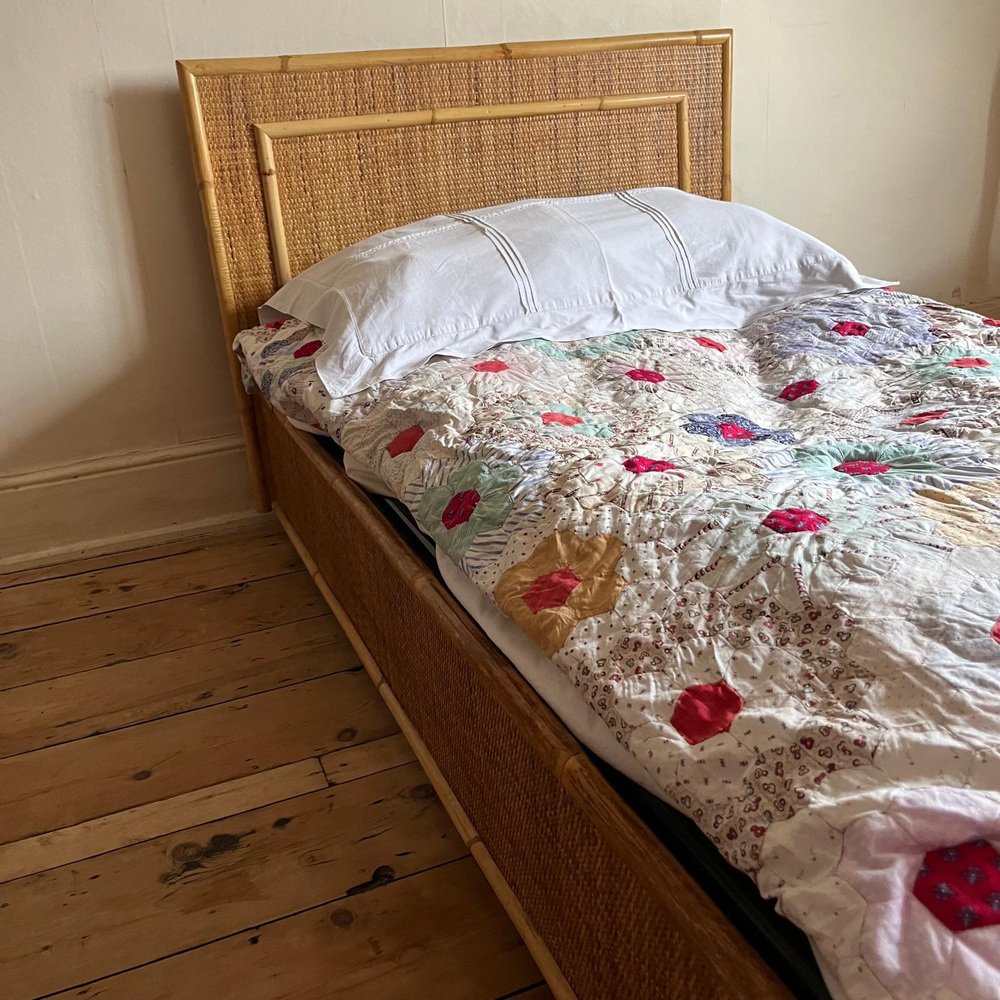 Cane Bed Frame with Header from Dal Vera, 1960s for sale at Pamono