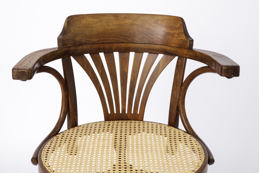Bentwood Swivel Chair with Viennese Braiding from Thonet for sale at Pamono
