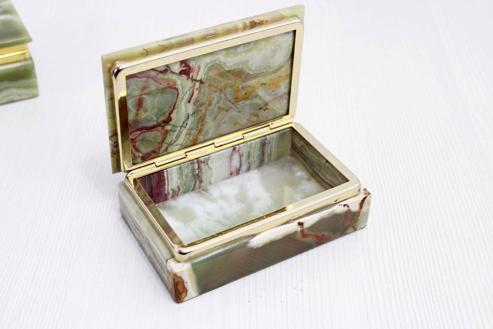 Cigarettes Box in Onyx, Italy, 1960s, Set of 2 for sale at Pamono