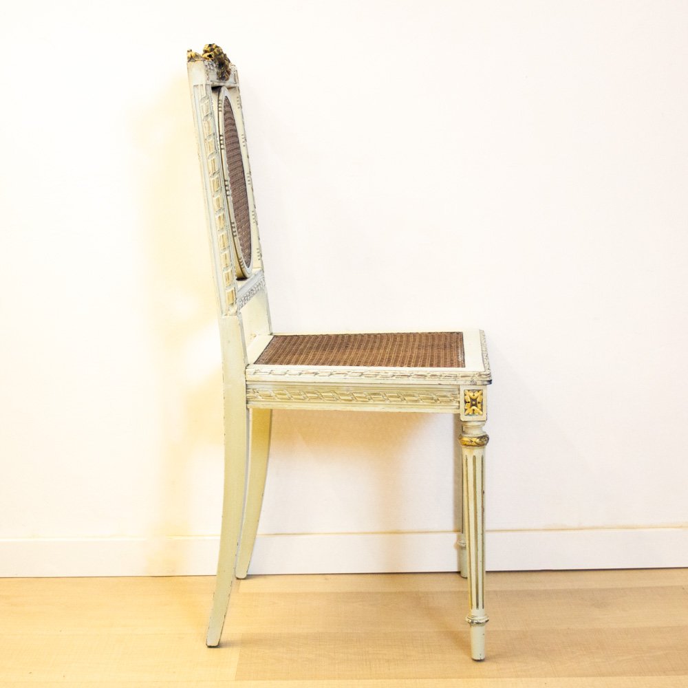 Louis XV Style Off White and Gold Detailed Chair, 1930s for sale at Pamono