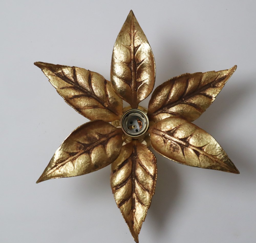 Golden Flowers Wall Lamp by Willy Daro from Massive, 1970s for sale at ...