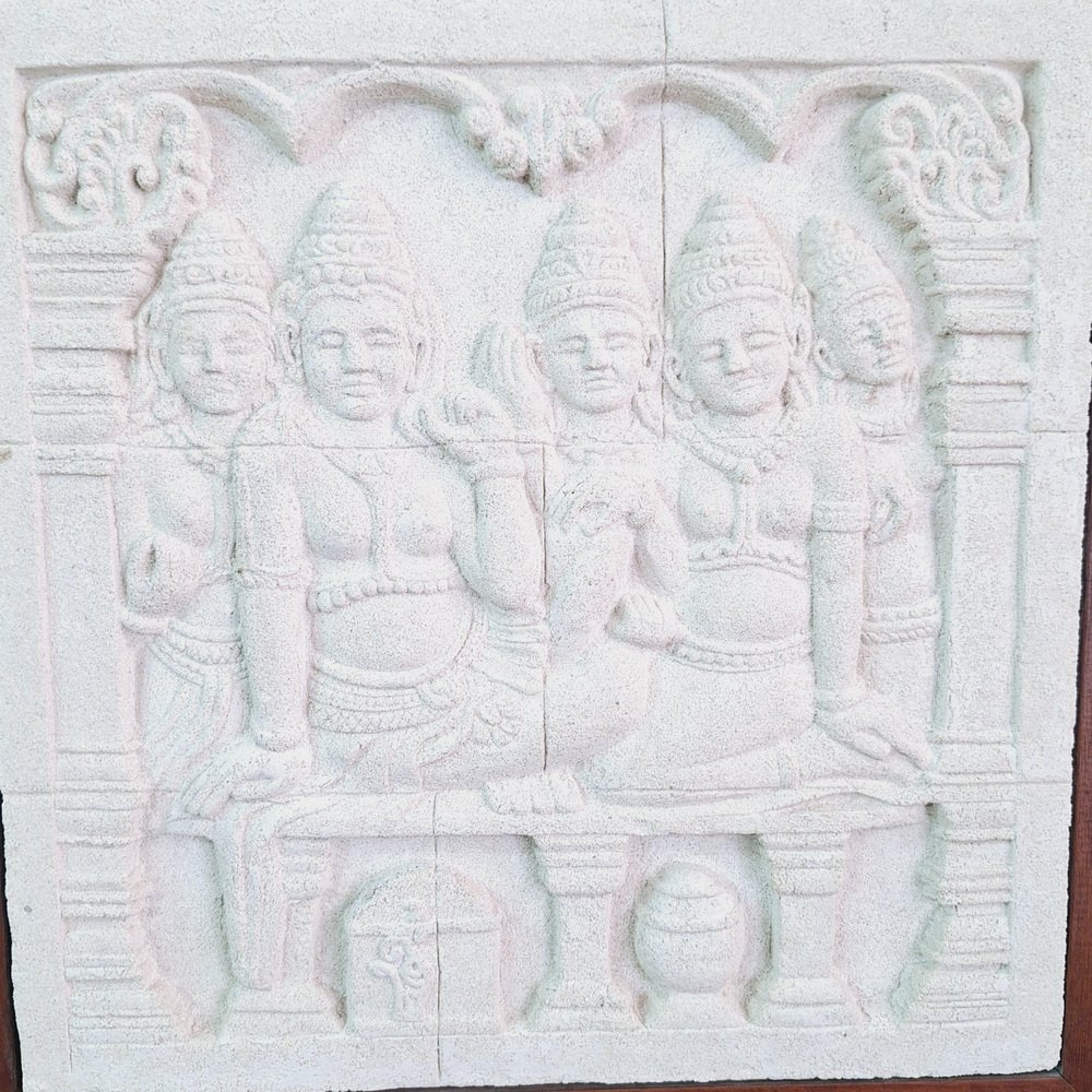 Vintage Carved Stone Wall Plaque in Frame for sale at Pamono