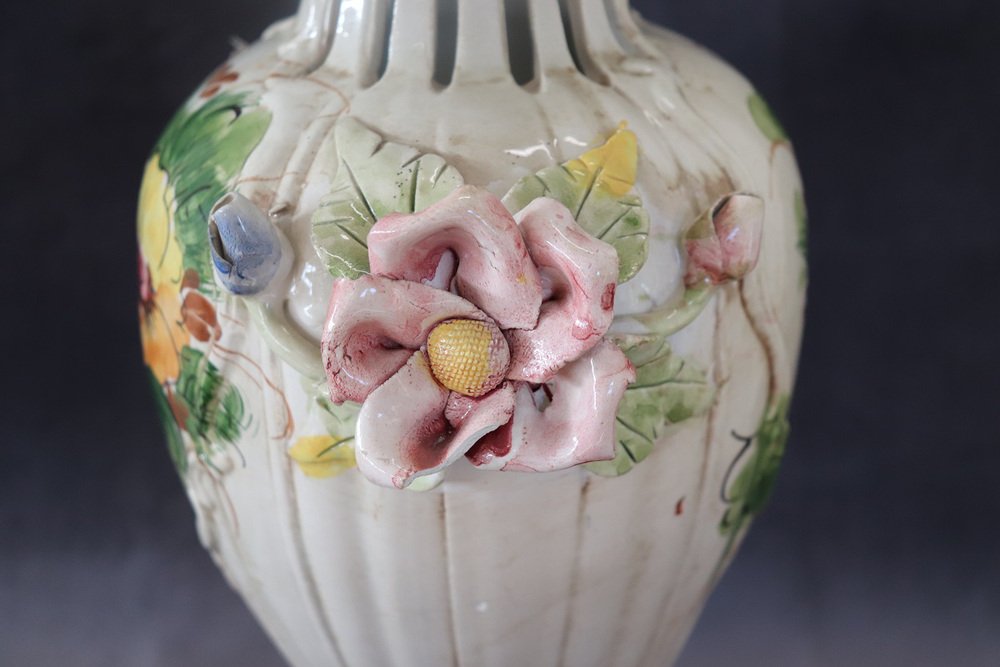 Hand-Painted Ceramic Vase by Bassano, 1990s for sale at Pamono