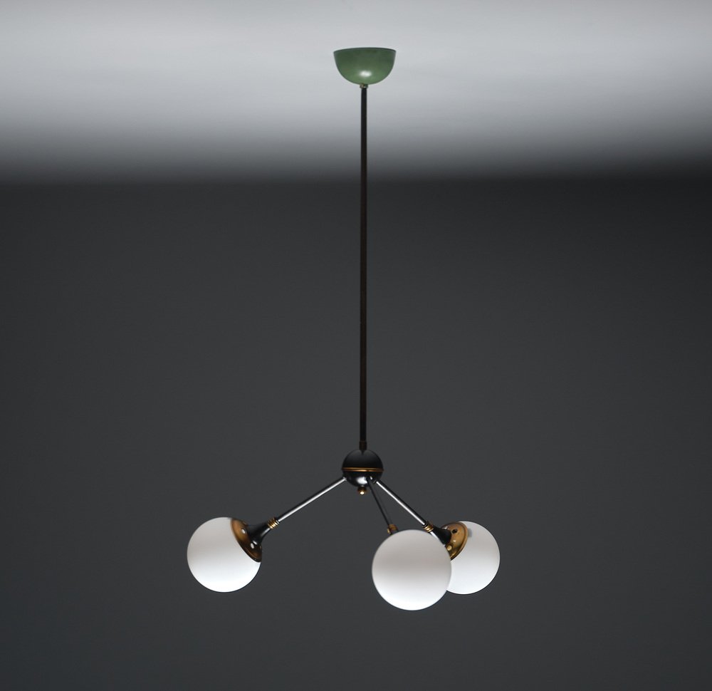 Vintage Italian Ceiling Light in Brass with Three Lights, 1950s for ...