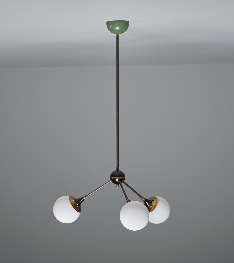 Vintage Italian Ceiling Light in Brass with Three Lights, 1950s for ...