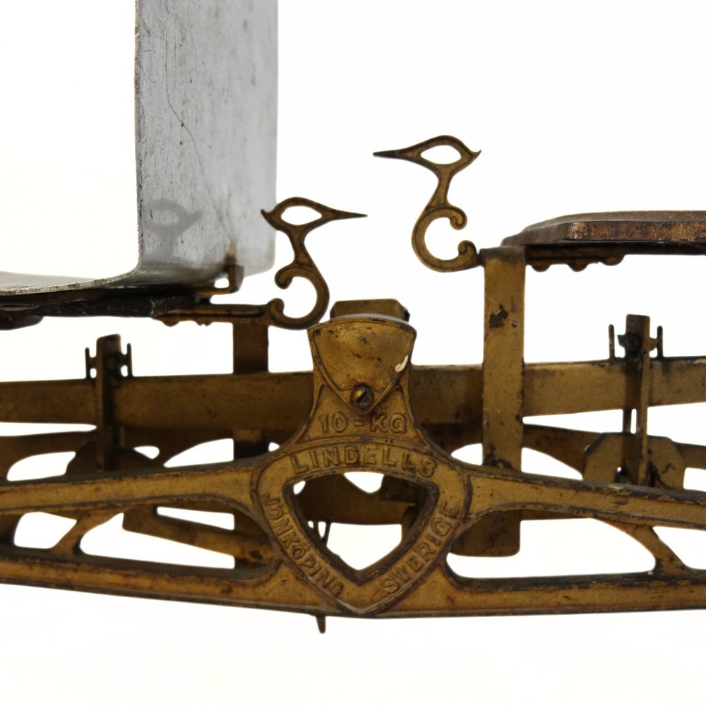 Antique Painted Cast Iron Scale from Lindells Jönköping, 1900s, Set of ...