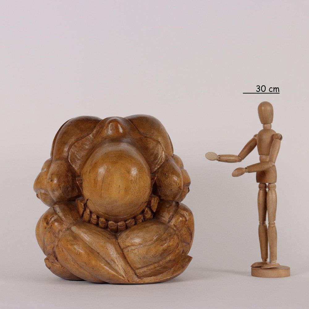 Buddha Crying Wooden Sculpture for sale at Pamono