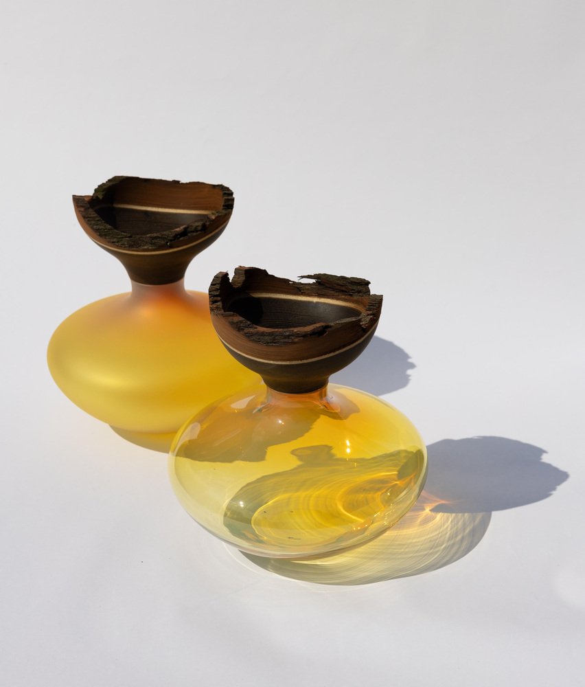 Bloom Stacking Satin Amber Vase by Pia Wüstenberg for sale at Pamono