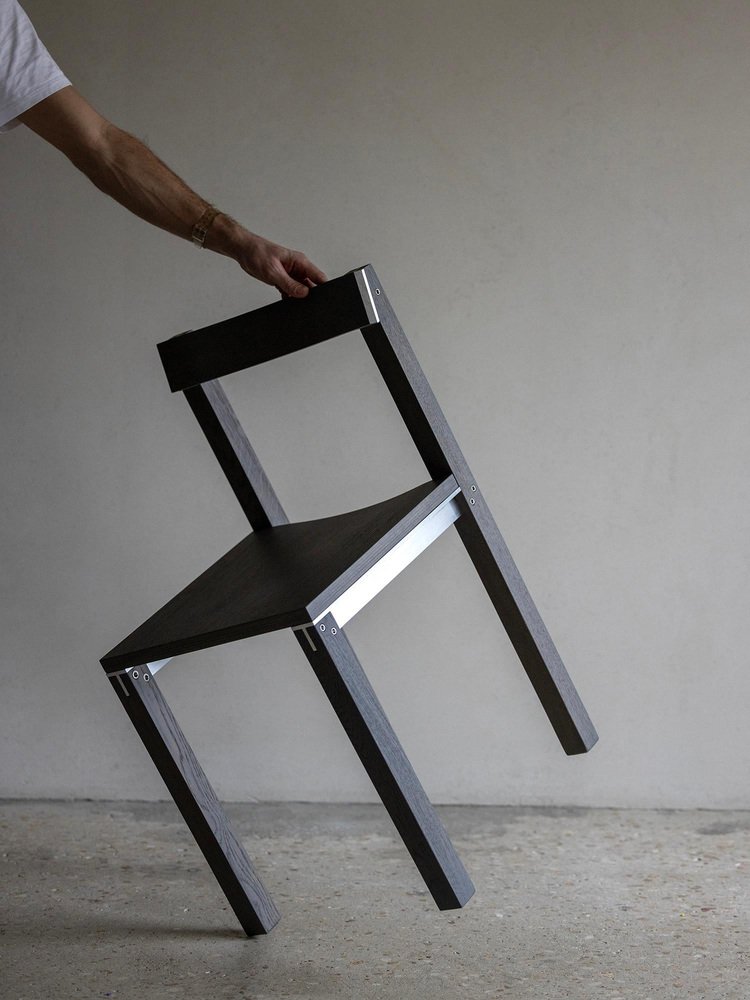 Tal Chairs in Grey Oak by Léonard Kadid for Kann Design, Set of 8 for ...