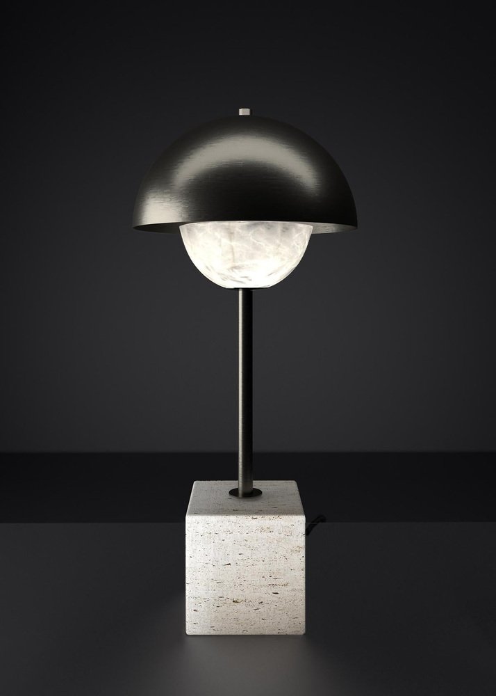 Apollo Table Lamp in Brushed Black Metal by Alabastro Italiano for sale ...