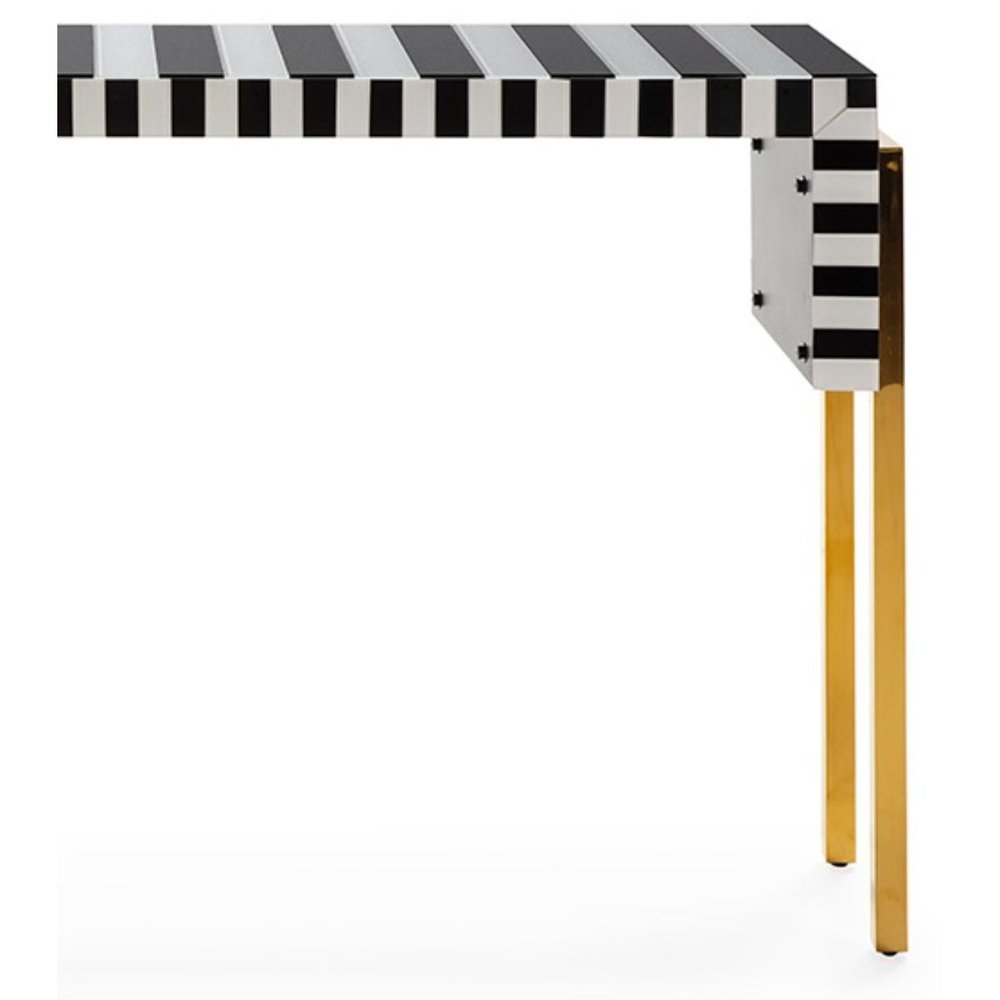 White, Black and Gold Steel Console Table by Thai Natura for sale at Pamono