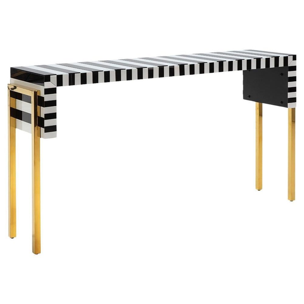 White, Black and Gold Steel Console Table by Thai Natura for sale at Pamono