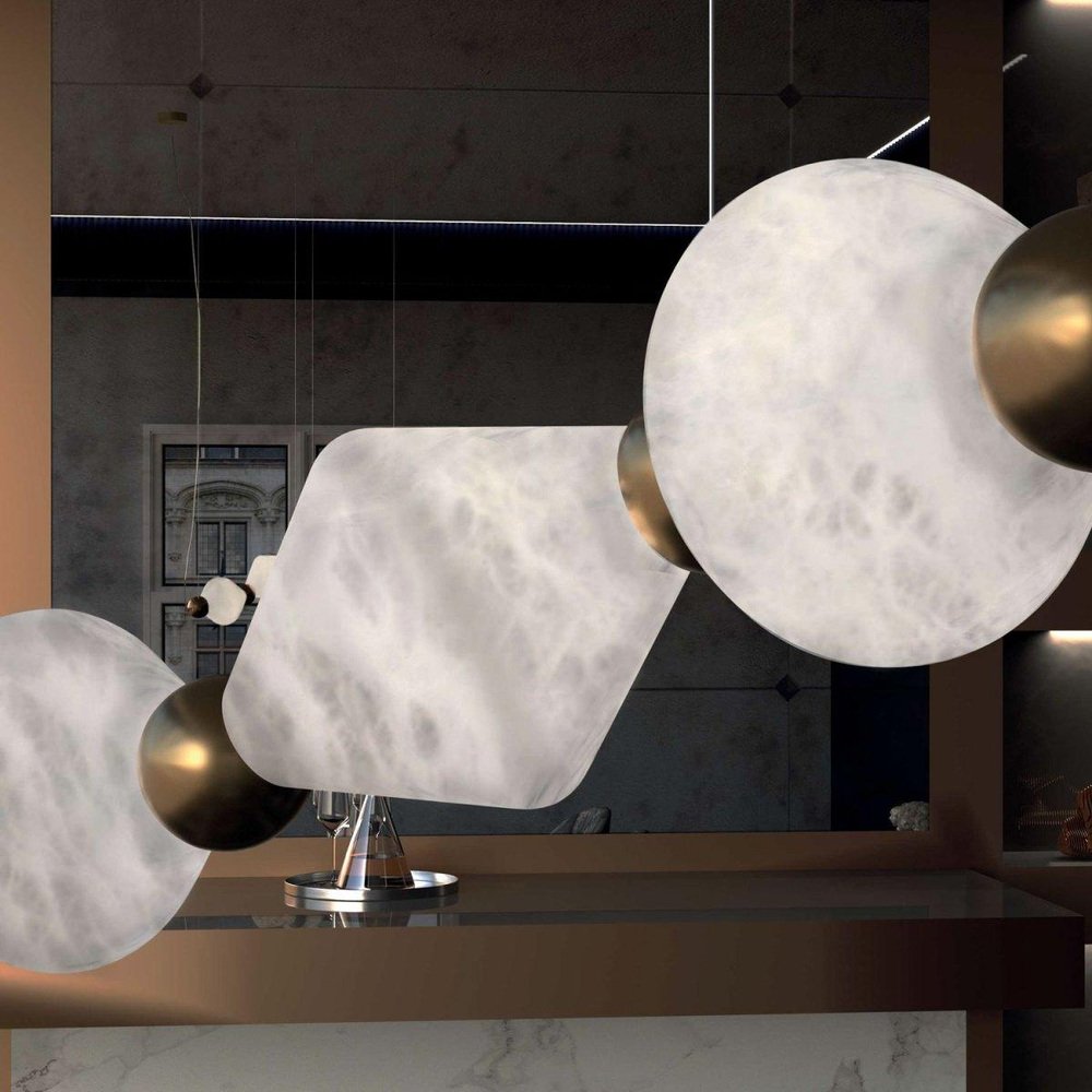 Chronos Shiny Gold Metal Pendant Lamp by Alabastro Italiano for sale at ...