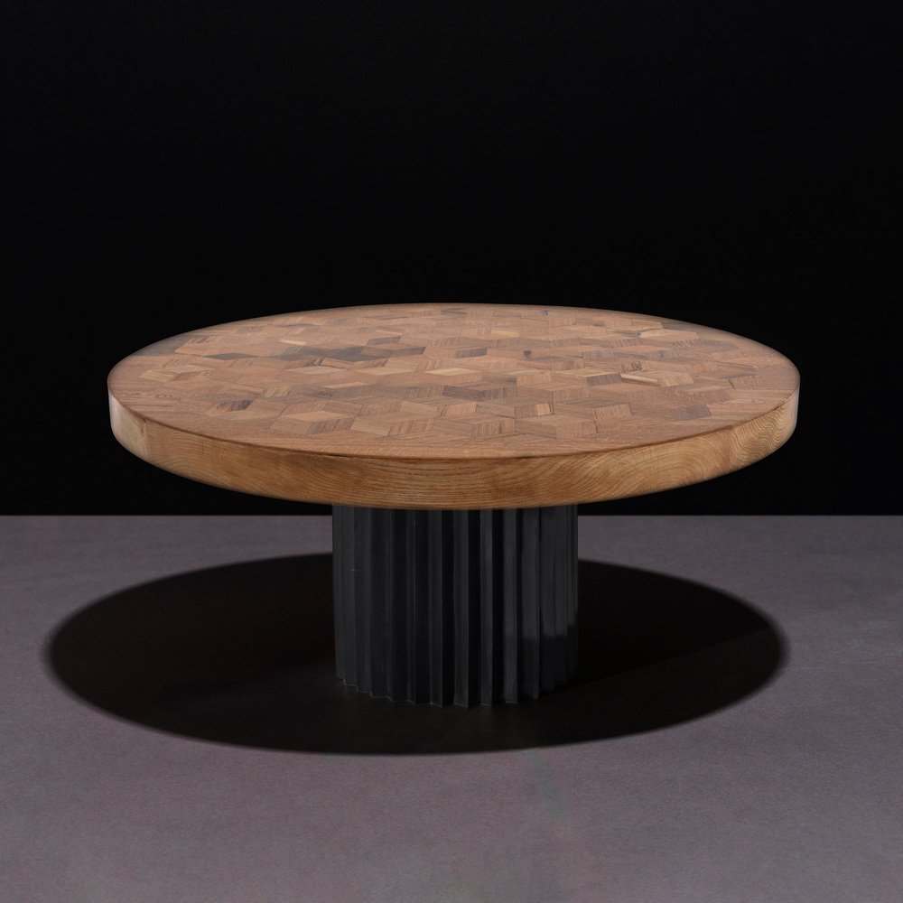 Doris Reclaimed Oak Round Dining Table by Fred and Juul for sale at Pamono