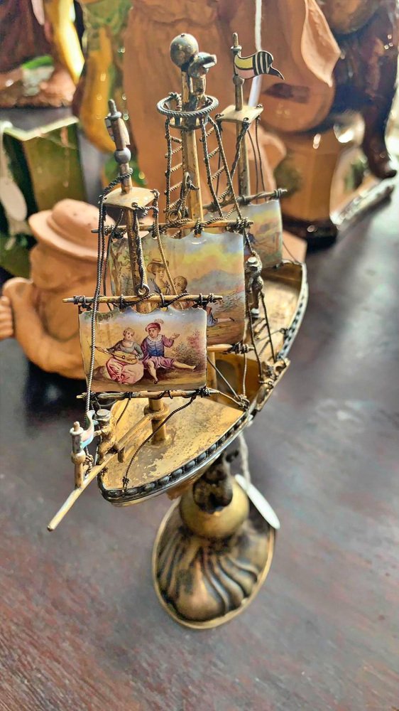 Ship in Silver in the style of Ludwig Pollitzer, 19th Century for sale ...