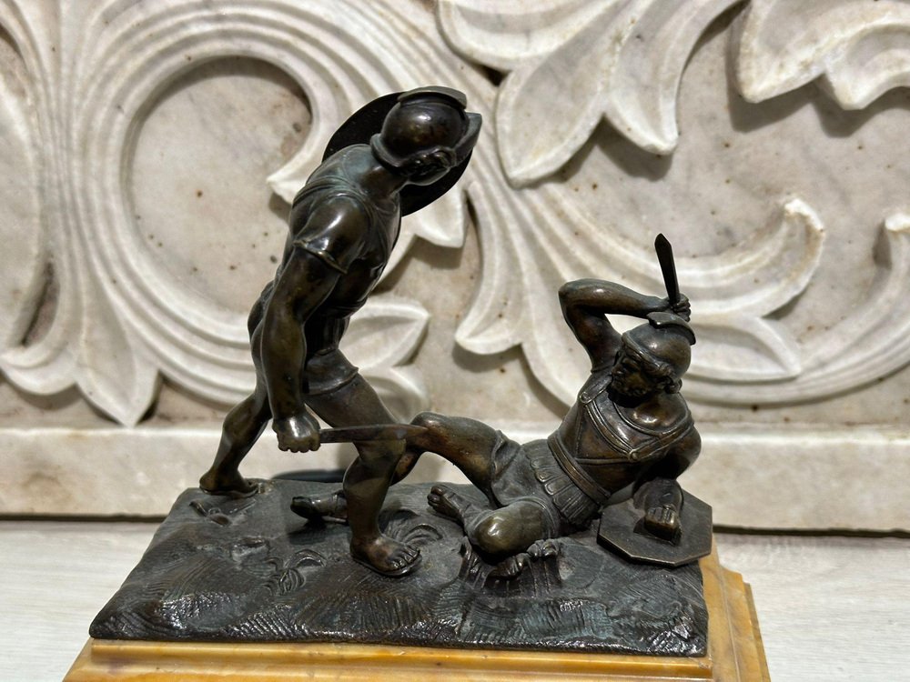 19th Century Italian Bronze Sculpture of Gladiators with Marble Base ...