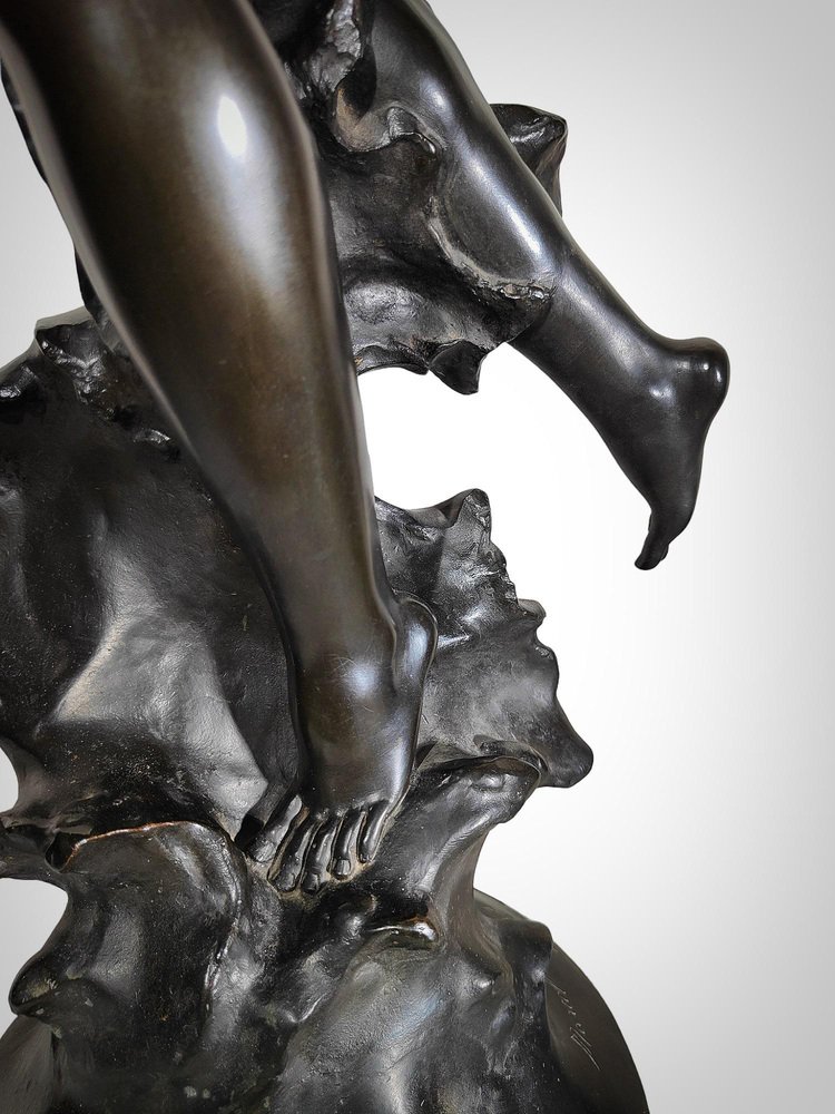 Marcel Debut, Large Dancing Nymph with Shell Harp, 1880, Bronze for ...