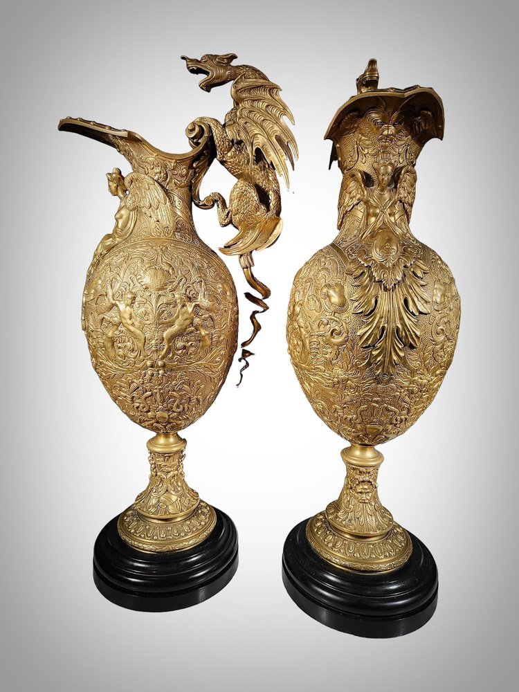 Gilded Bronze Vases, 1880s, Set of 2 for sale at Pamono