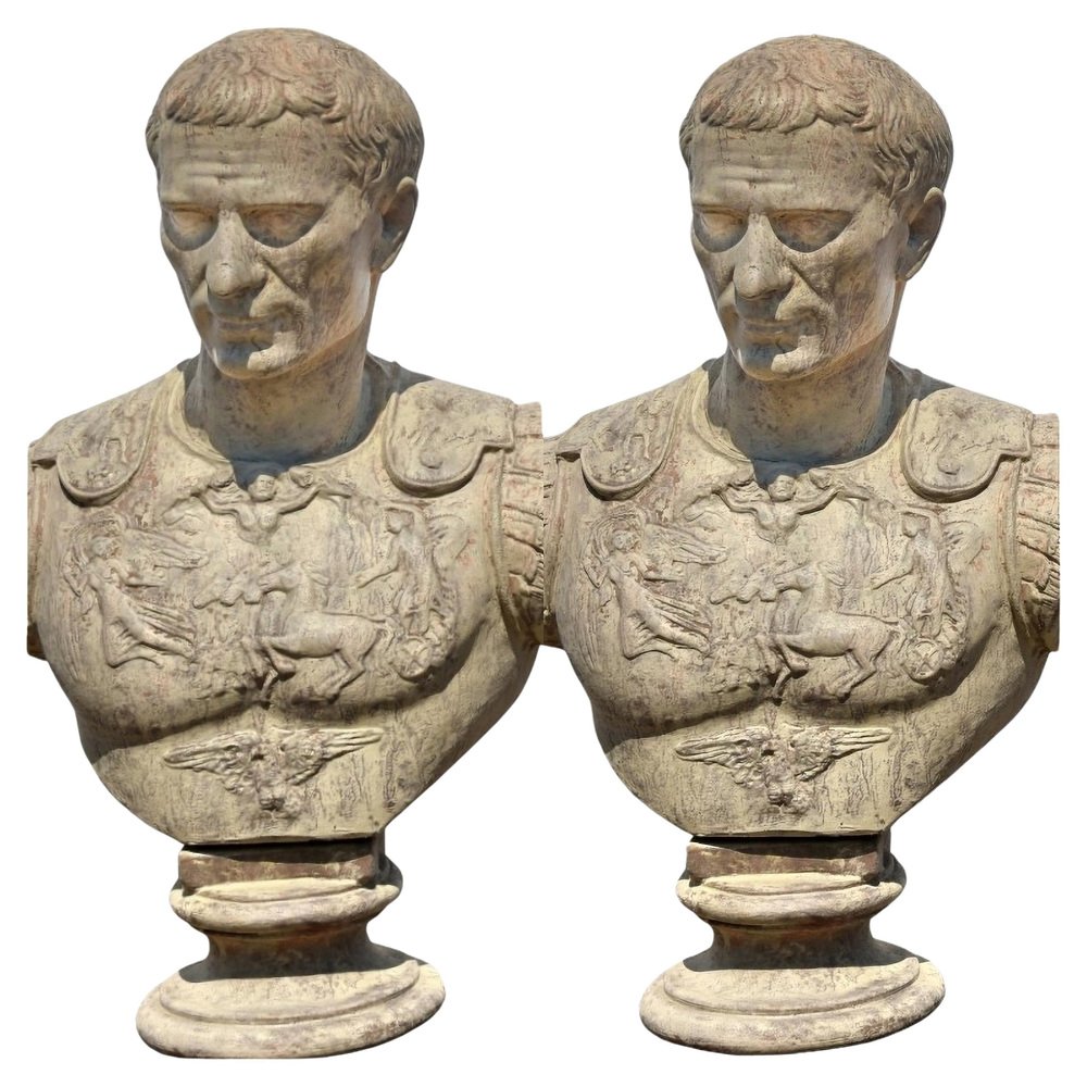 End 20th Century Julius Caesar Statues in Terracotta, Set of 2 for sale ...