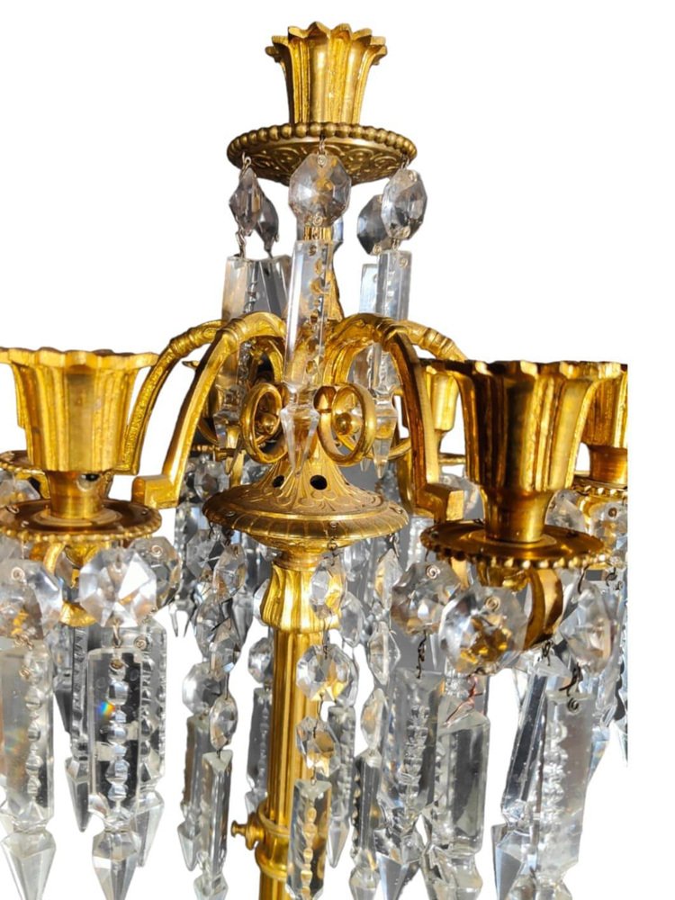 19th Century Bronze and Crystal Candelabra: Gilded Elegance and Wheel ...