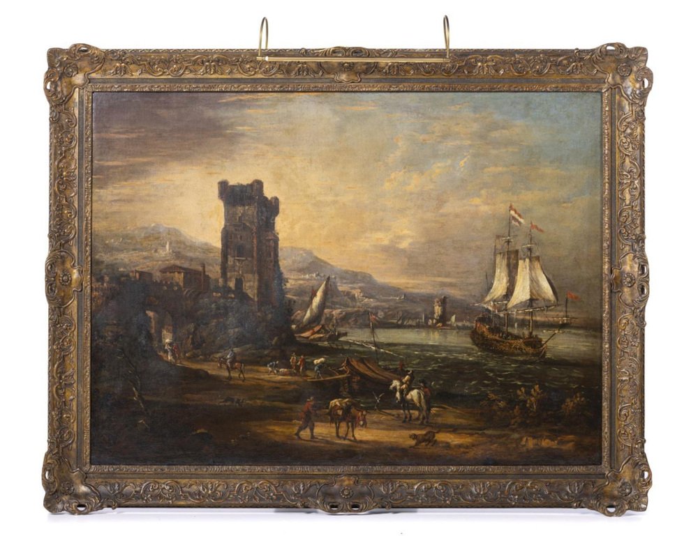 Circle of Salvatore Rosa, Port View, 18th Century, Oil on Canvas for ...