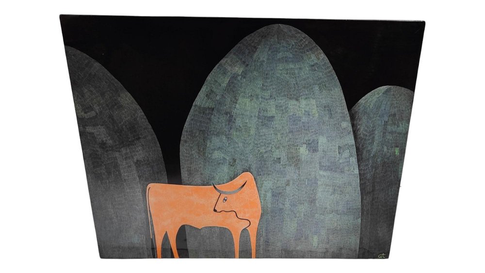 Art Deco Lacquered Wood Panel from QT, 1920s for sale at Pamono