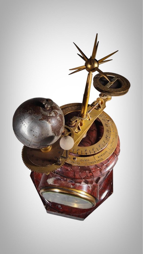 French Planetary Clock in Ingided Brass and Marble, 1880s for sale at ...
