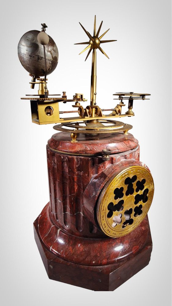 French Planetary Clock in Ingided Brass and Marble, 1880s for sale at ...