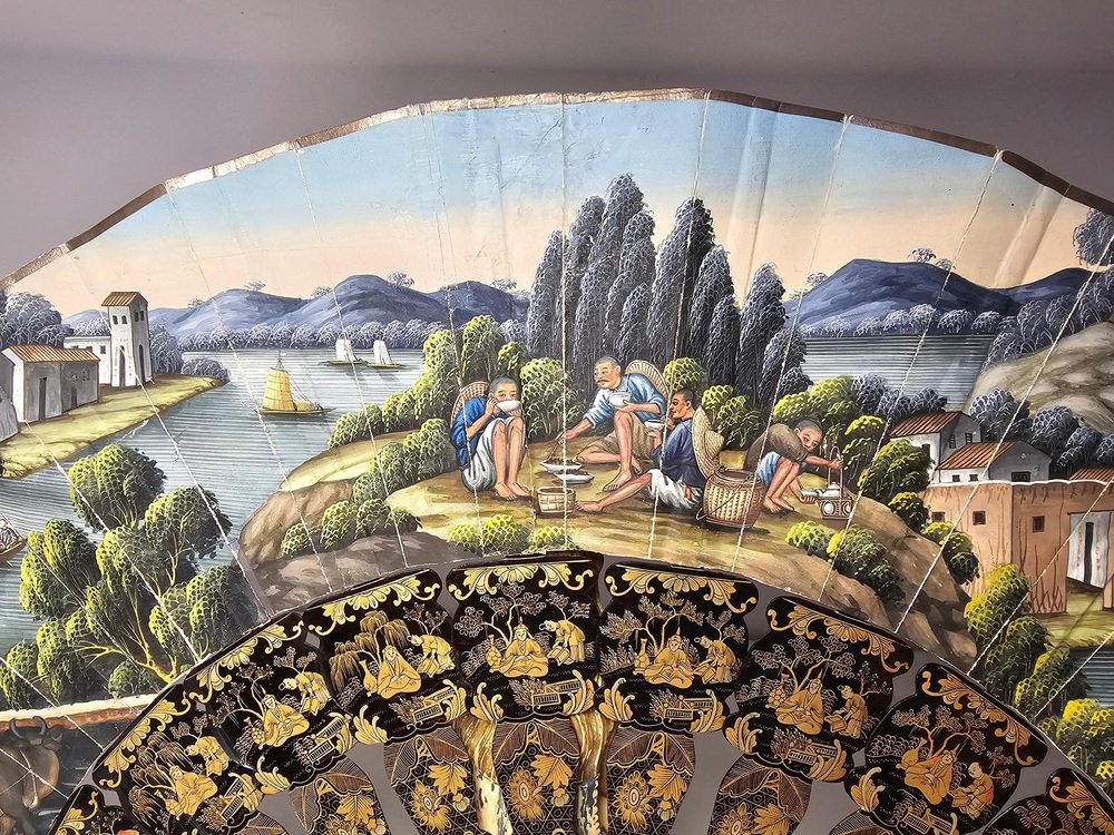 Filipino Hand-Painted Fan, 1880s for sale at Pamono