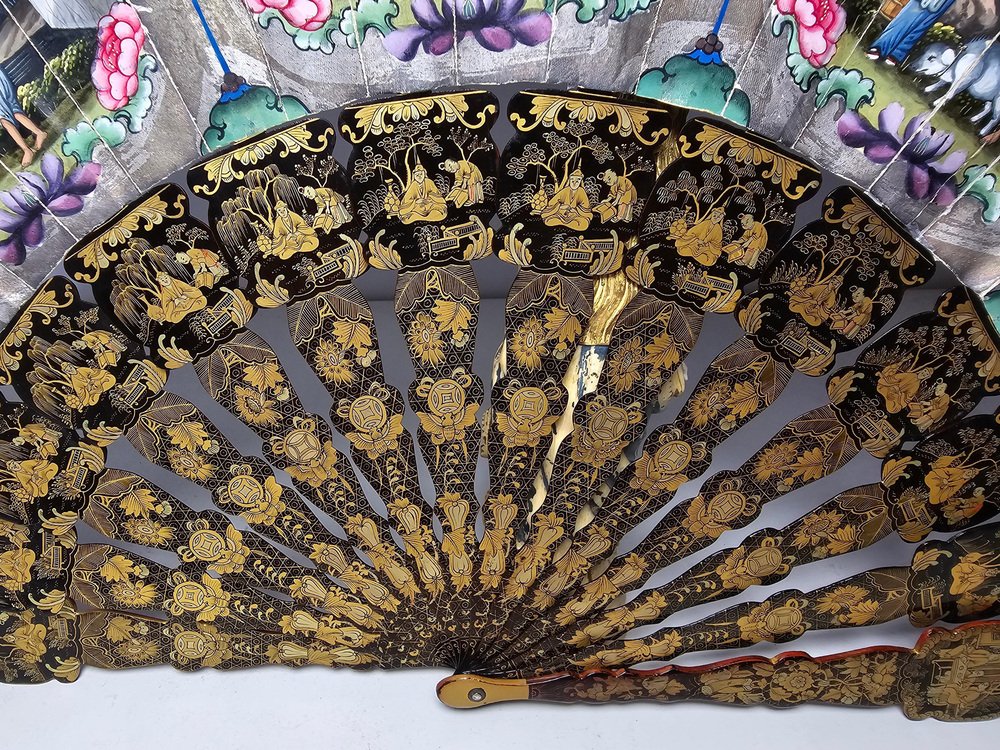 Filipino Hand-Painted Fan, 1880s for sale at Pamono