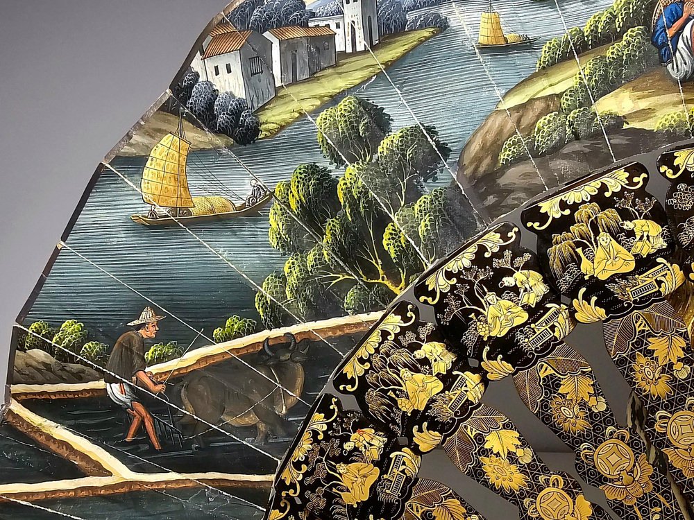 Filipino Hand-Painted Fan, 1880s for sale at Pamono