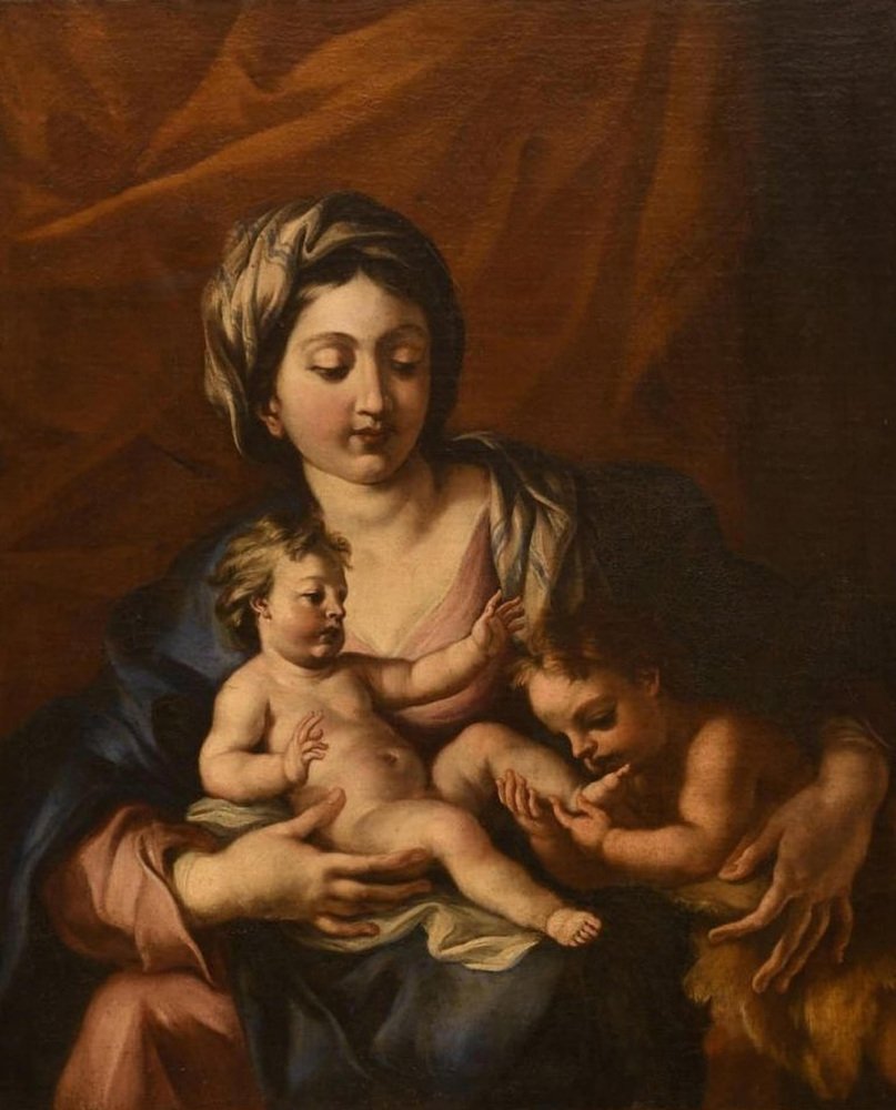 Central Italian Artist, Madonna with the Praying Saint John, Oil on ...